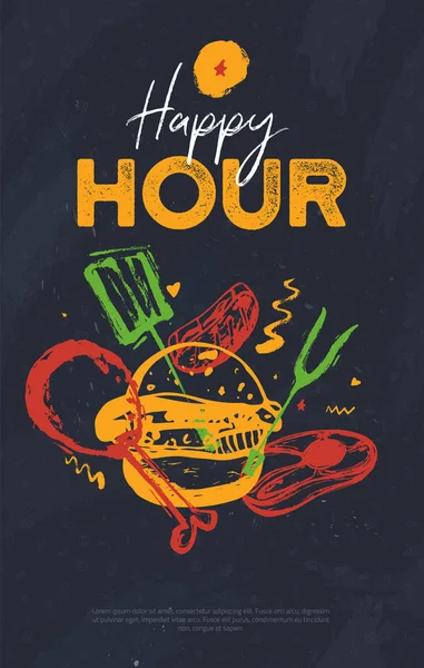 Cartaz happy hour imágenes de stock de arte vectorial | Depositphotos