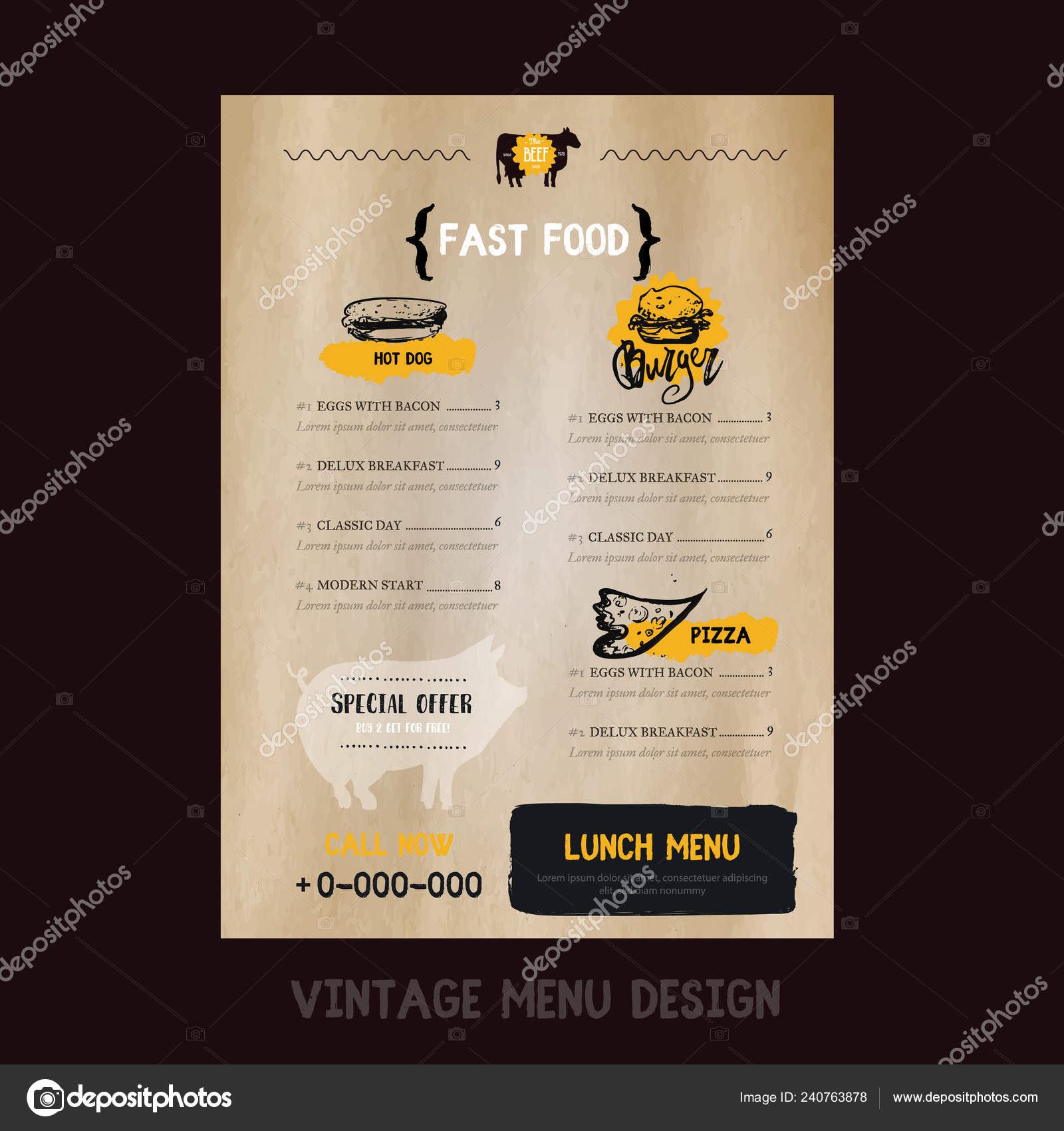 Vintage Food Menu Background