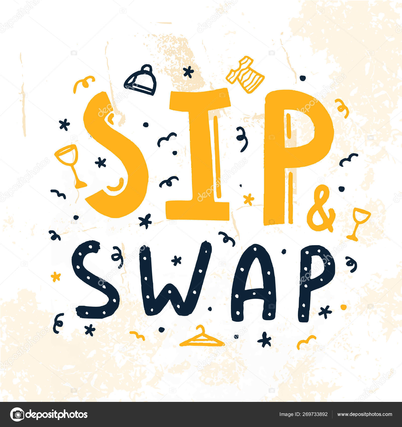 Sip and Swap party poster. Invitation flyer template, sharing concept ...