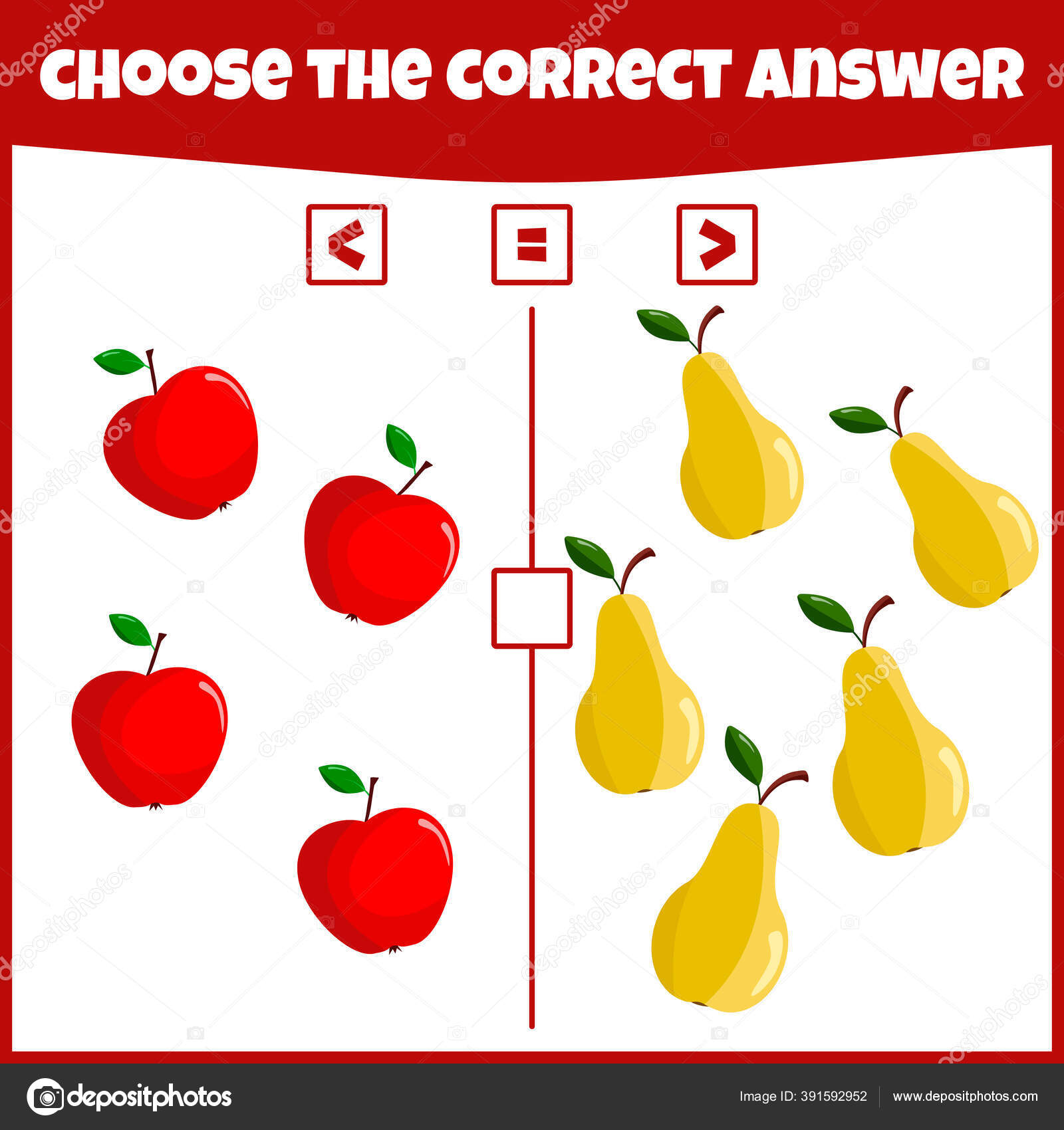 More Less Equal Compare Number Counting Game Educational Mathematical ...