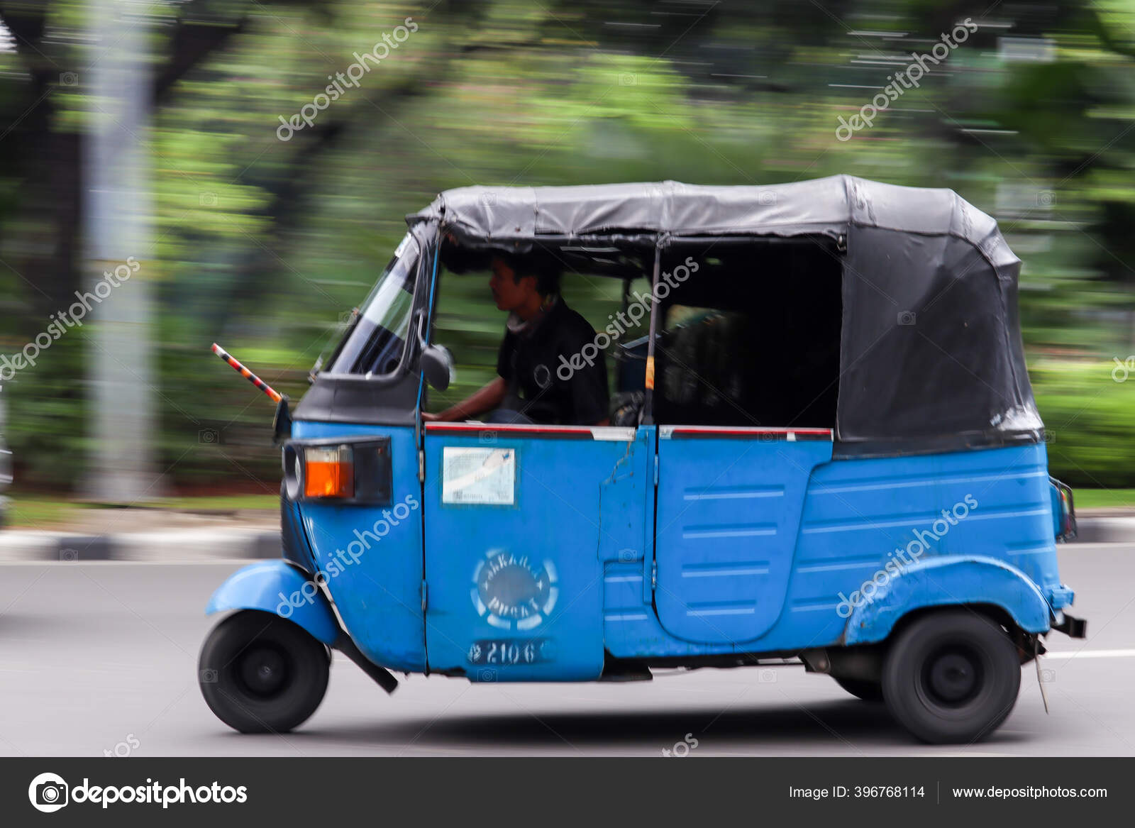 Jakarta Indonesia July 2020 Bajaj Public Transportation Passing Jakarta ...