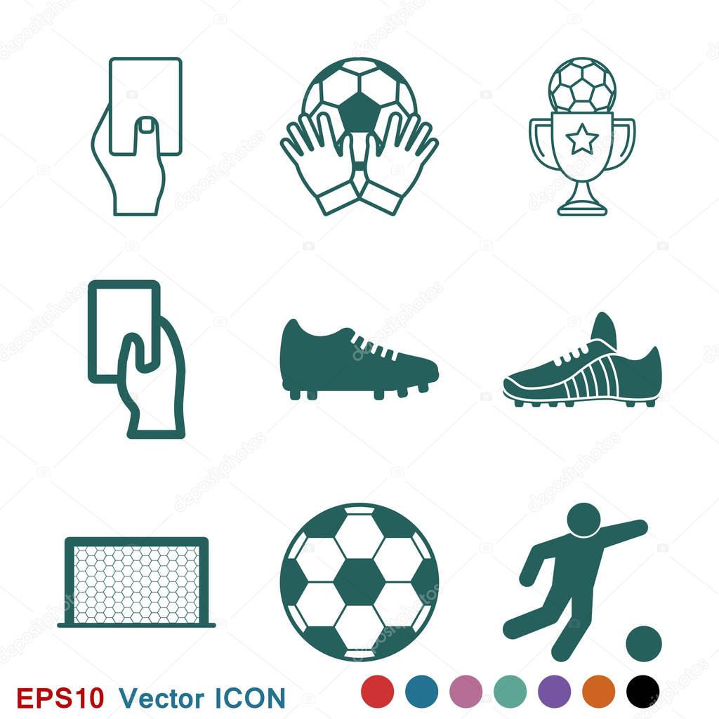 Bola de pie, icono de fútbol objetos deportivos para el logotipo ...