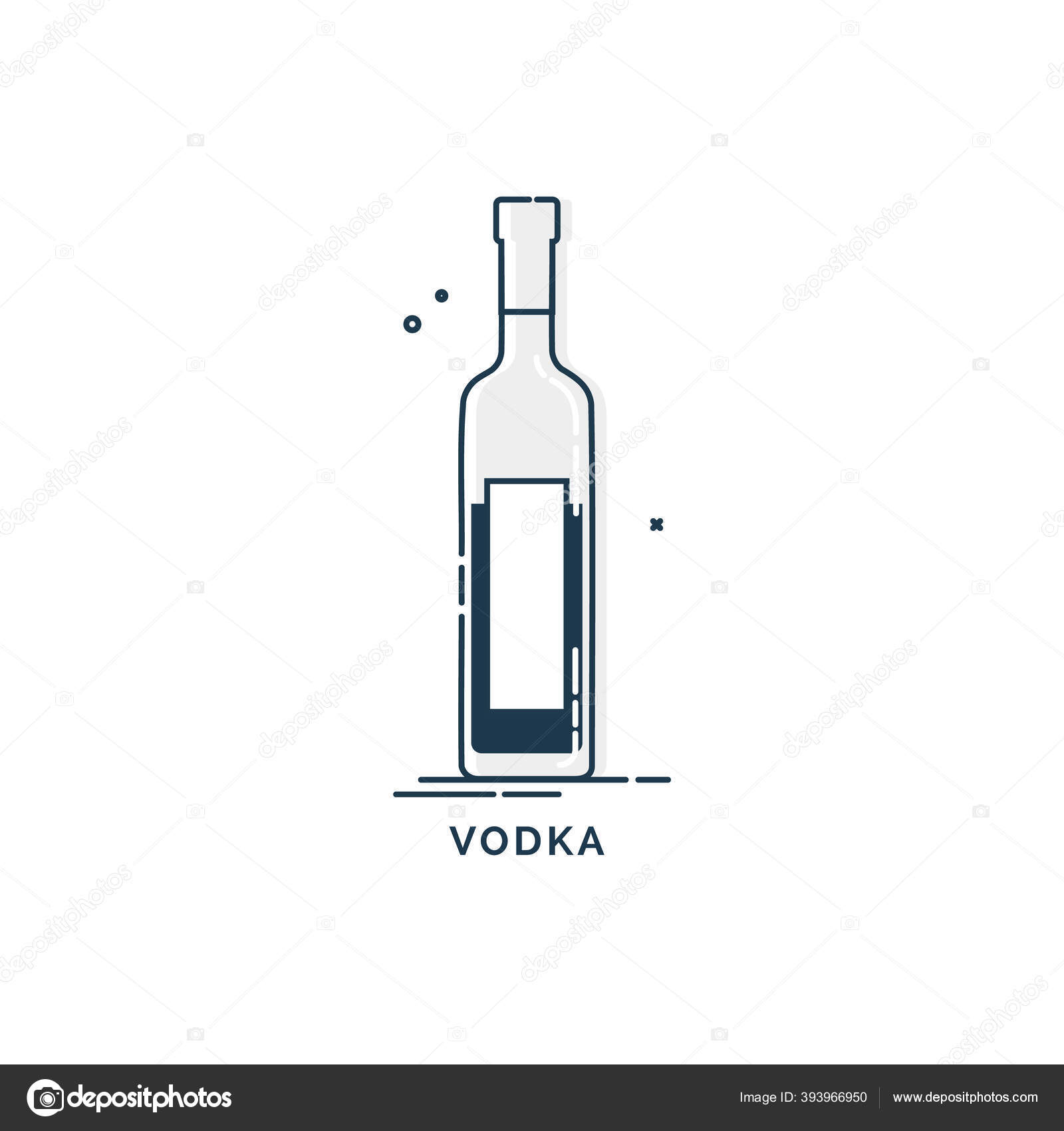 Bottle Vodka Line Art Flat Style Restaurant Alcoholic Illustration ...