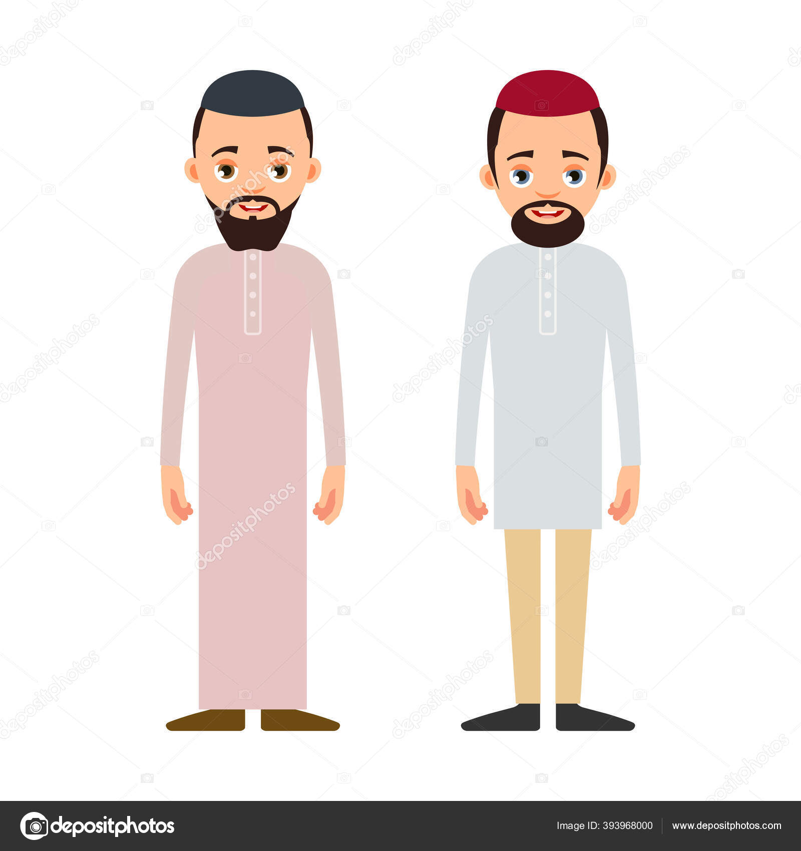 Muslim Man Arab Man Cartoon Character Stand Traditional Clothing ...