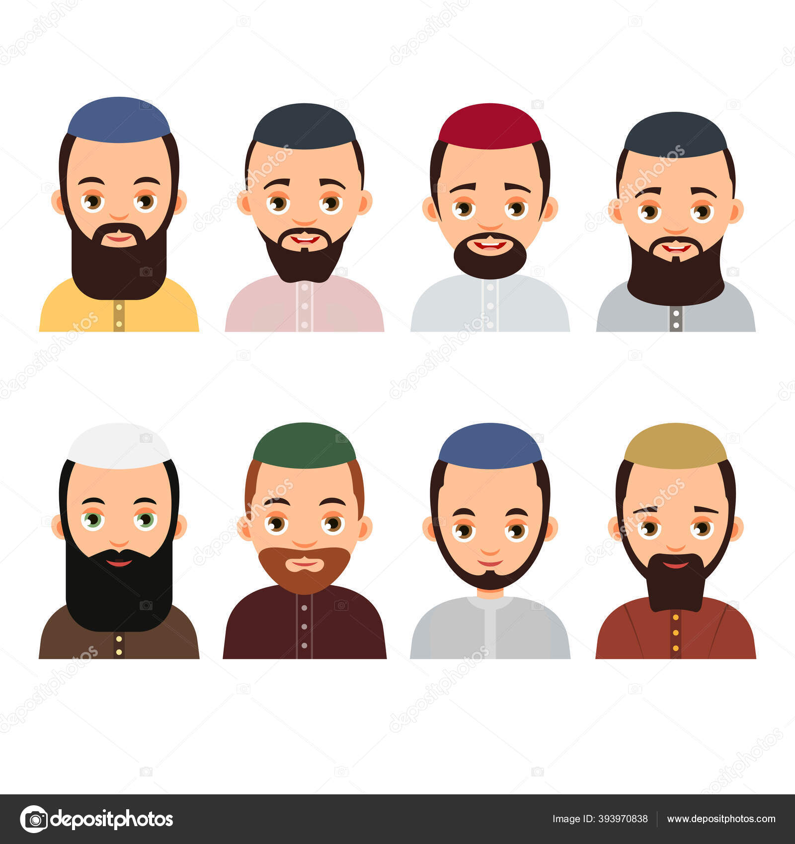 Muslim Avatar Set Muslim Arab Man Avatars Isolated Characters ...