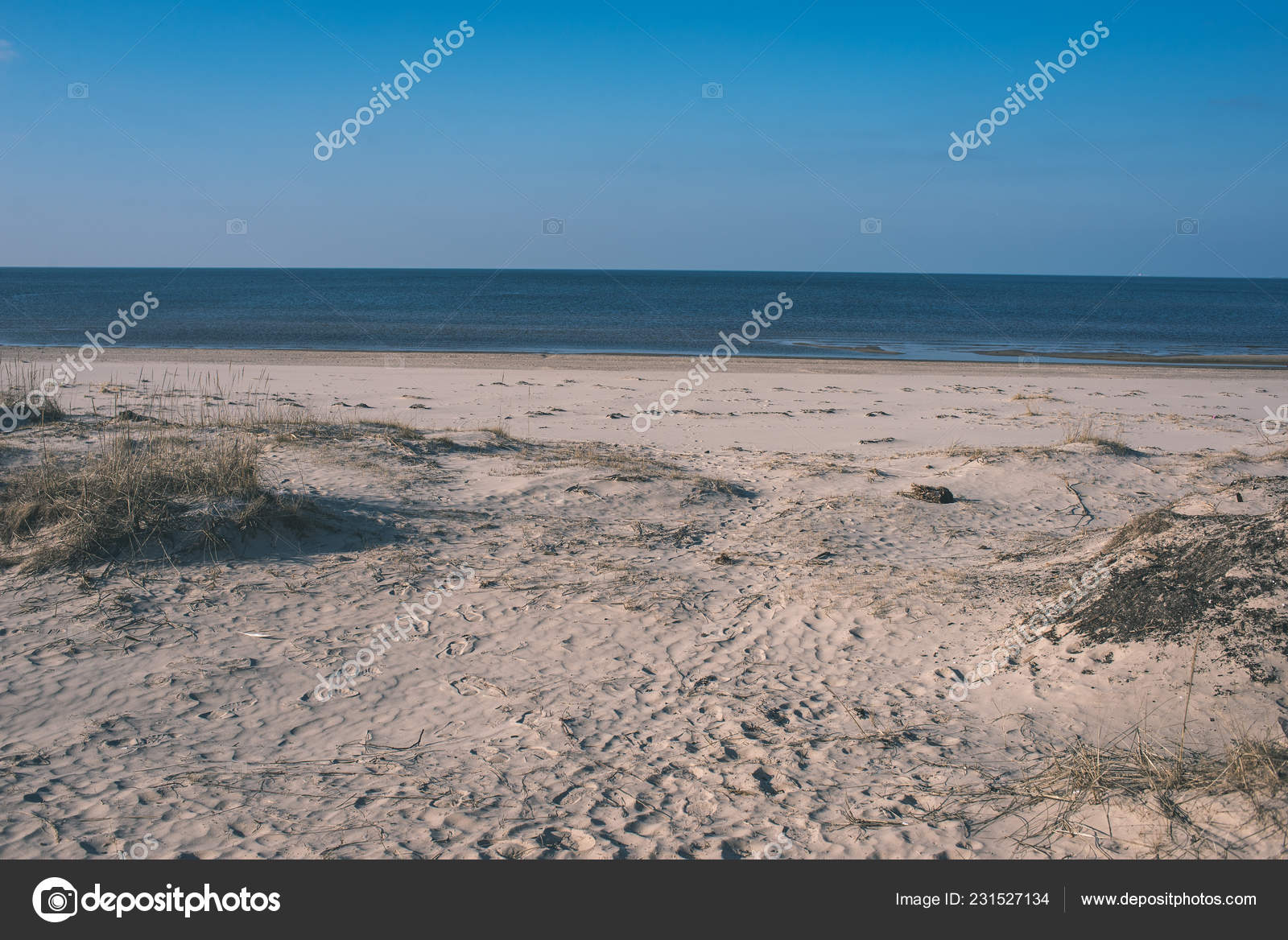Empty Sea Beach Sand Dunes Beautiful Sky Stock Photo by ©martinsvanags ...