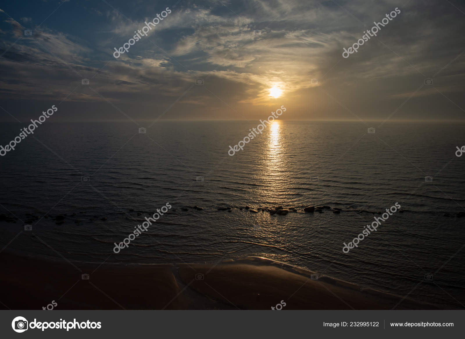 Beautiful Dramatic High Contrast Clouds Sunset Sea — Stock Photo ...