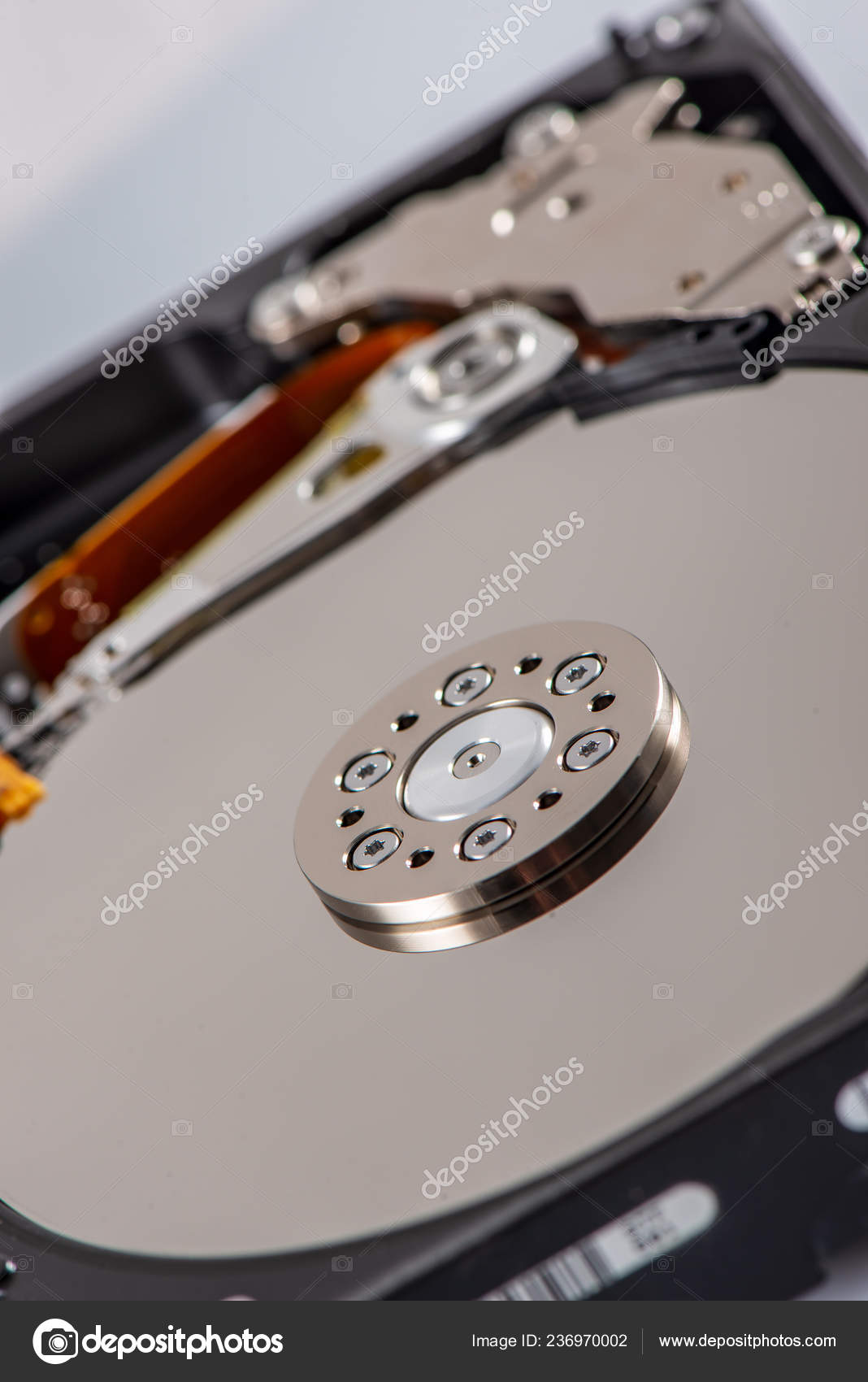 Close View Hard Disk Rotating Computer Details — Stock Photo ...