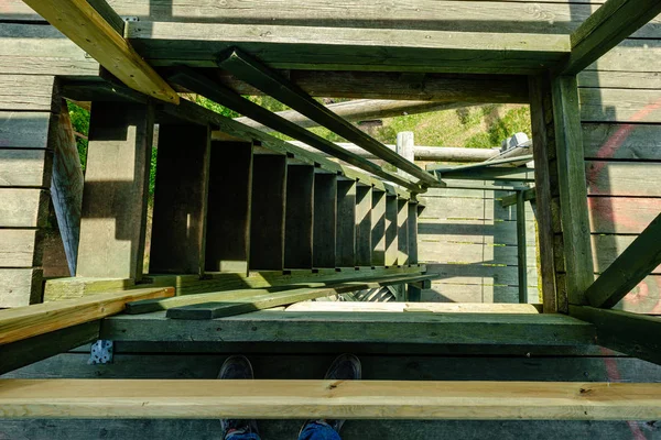 Wooden fire watchtower construction details Stock Photo by ...