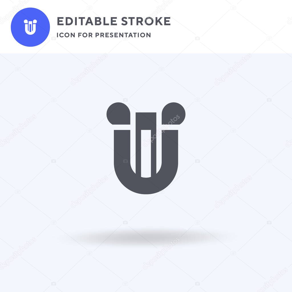 Lyre vector icono, lleno signo plano, pictograma s lido aislado en blanco, ilustraci n del ...