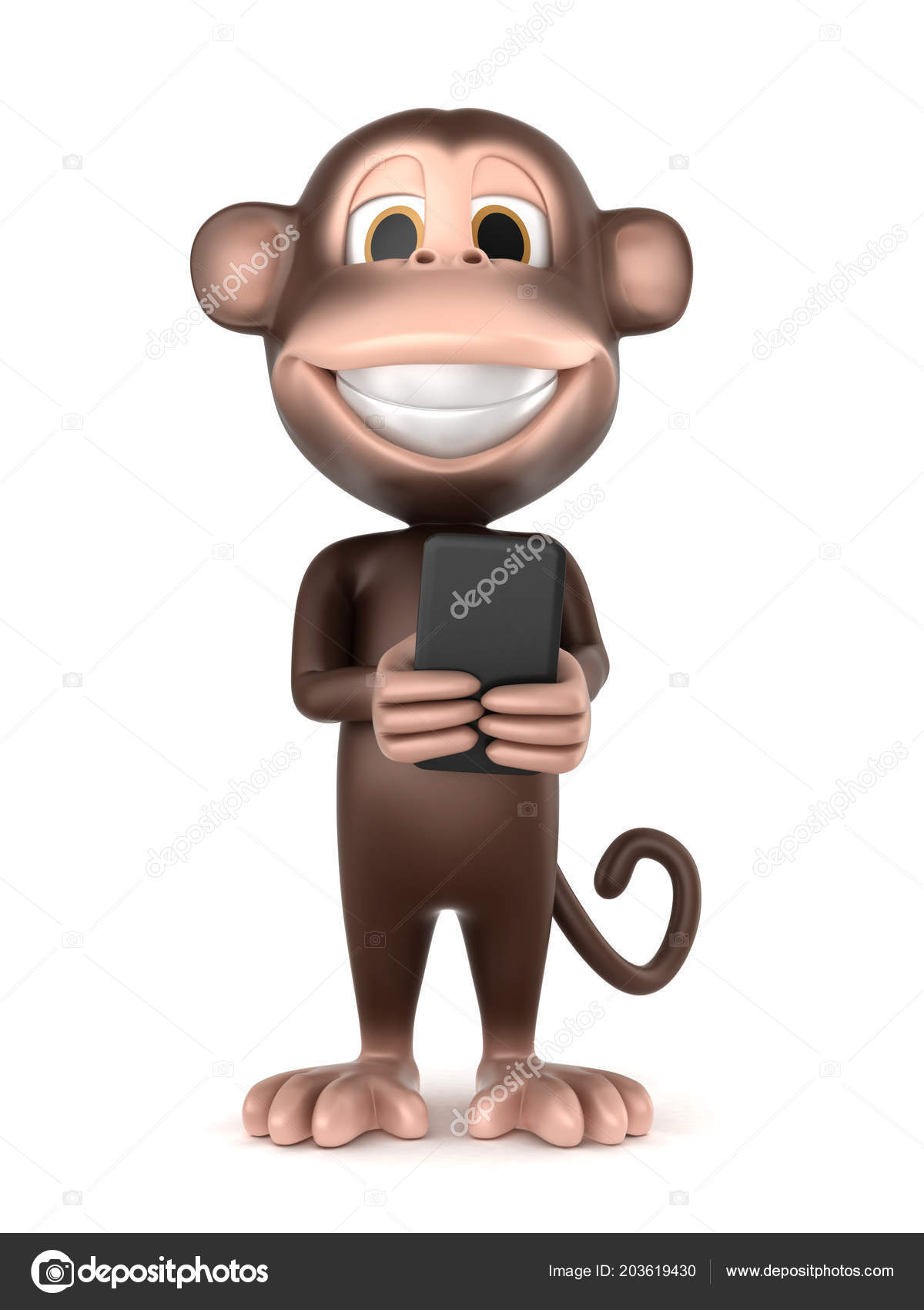 Render Monkey Holding Mobile Phone Stock Illustration by ©gouraudstudio ...