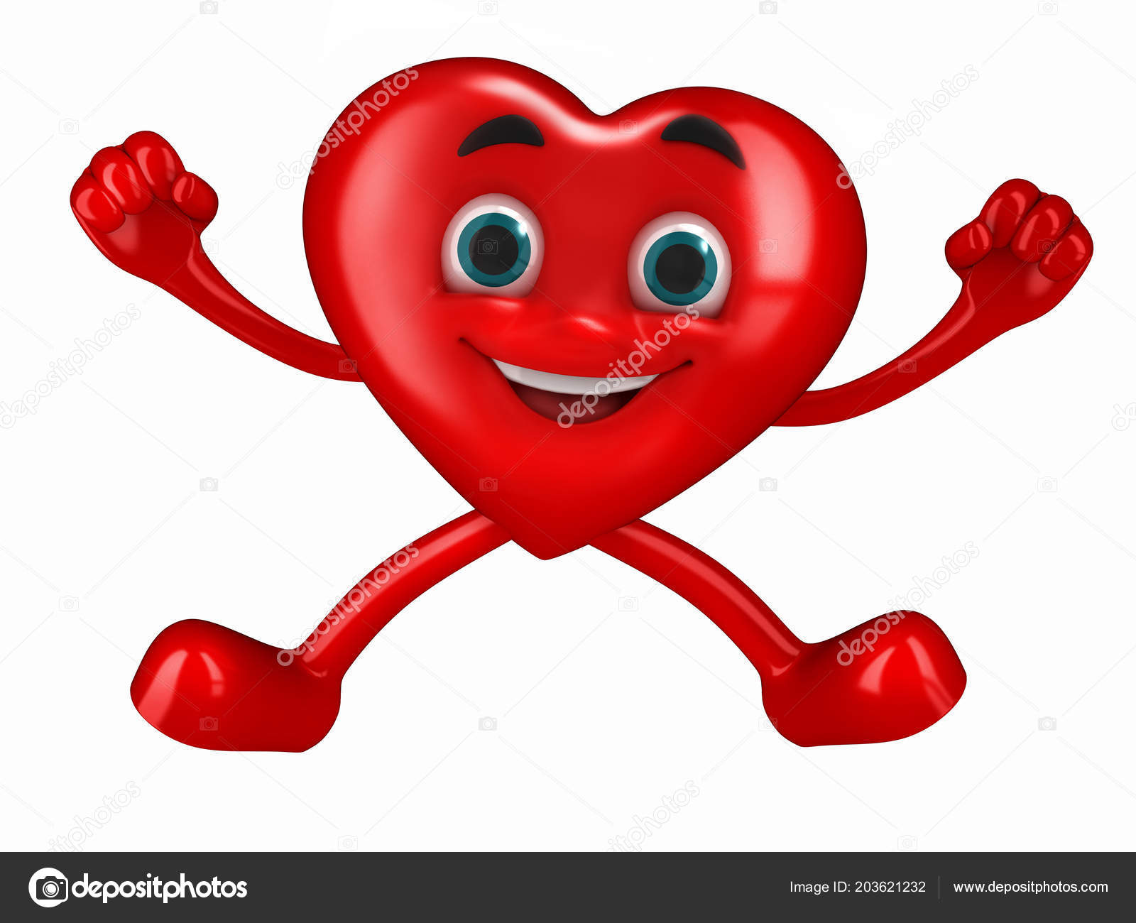 Render Happy Heart Jumping Stock Illustration by ©gouraudstudio #203621232