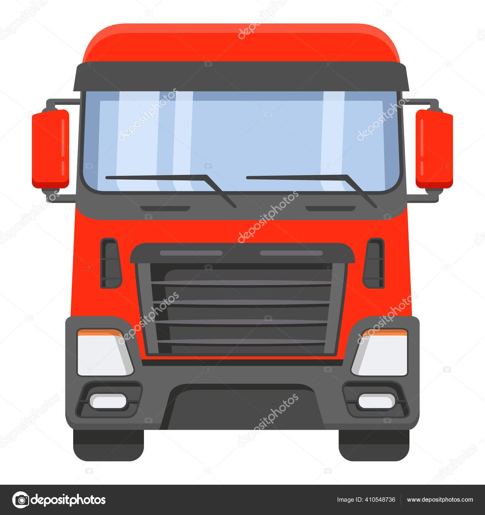 Die Frontansicht auf der Kabine des LKW-Traktors. Der LKW des ...