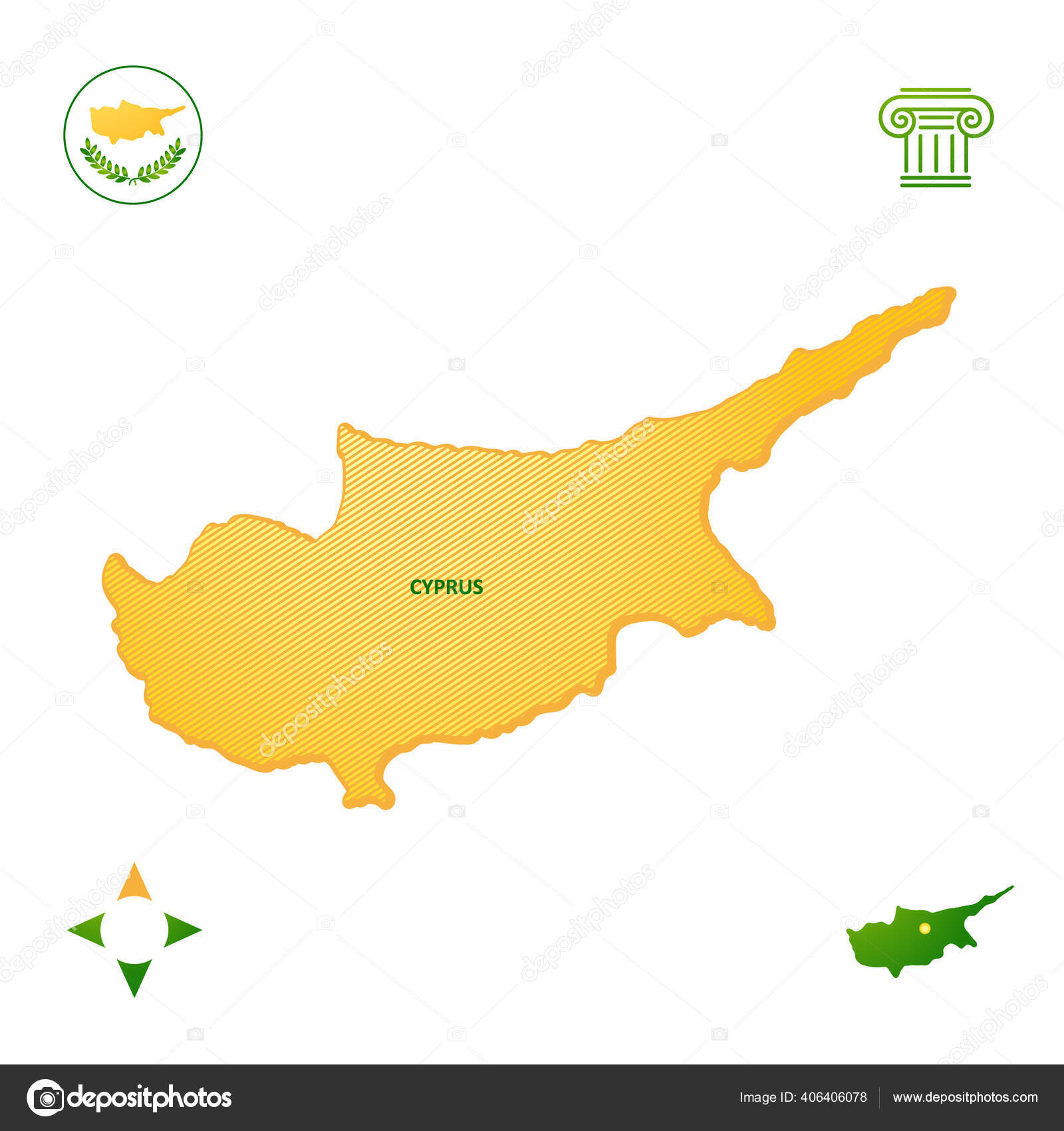 Simple Outline Map Cyprus National Symbols Stock Illustration by ...
