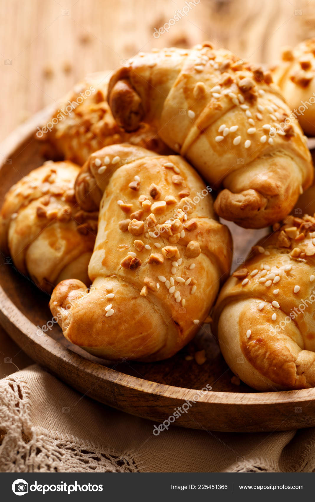 Croissants Shortcrust Pastry Rose Jam Filling Sprinkled Nuts Sesame ...