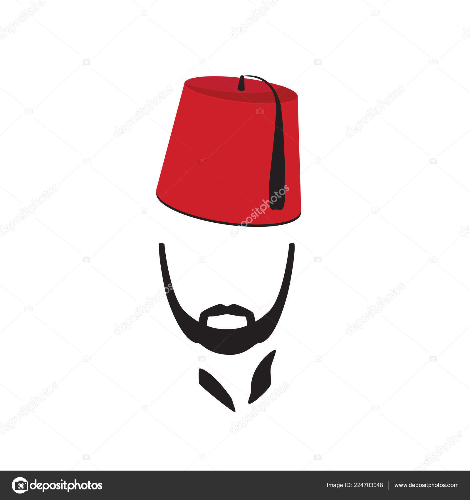 Turkish Man Wearing Fez Logo Isolated White Background Vector ...