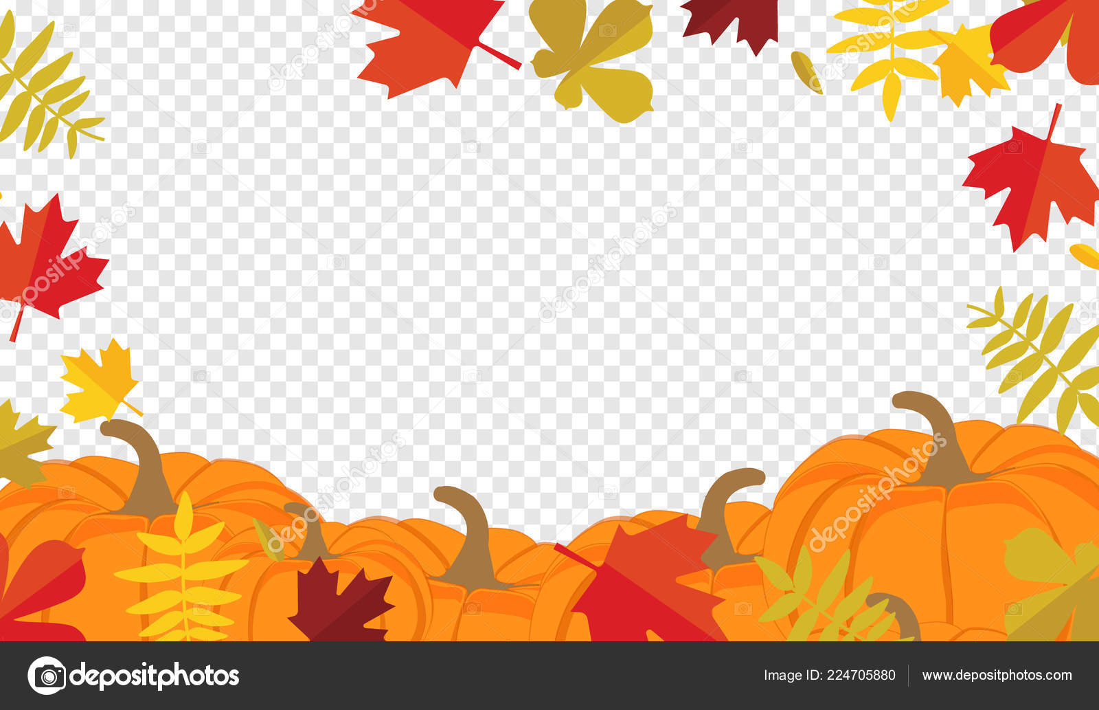 Fall Leaves And Pumpkins Border