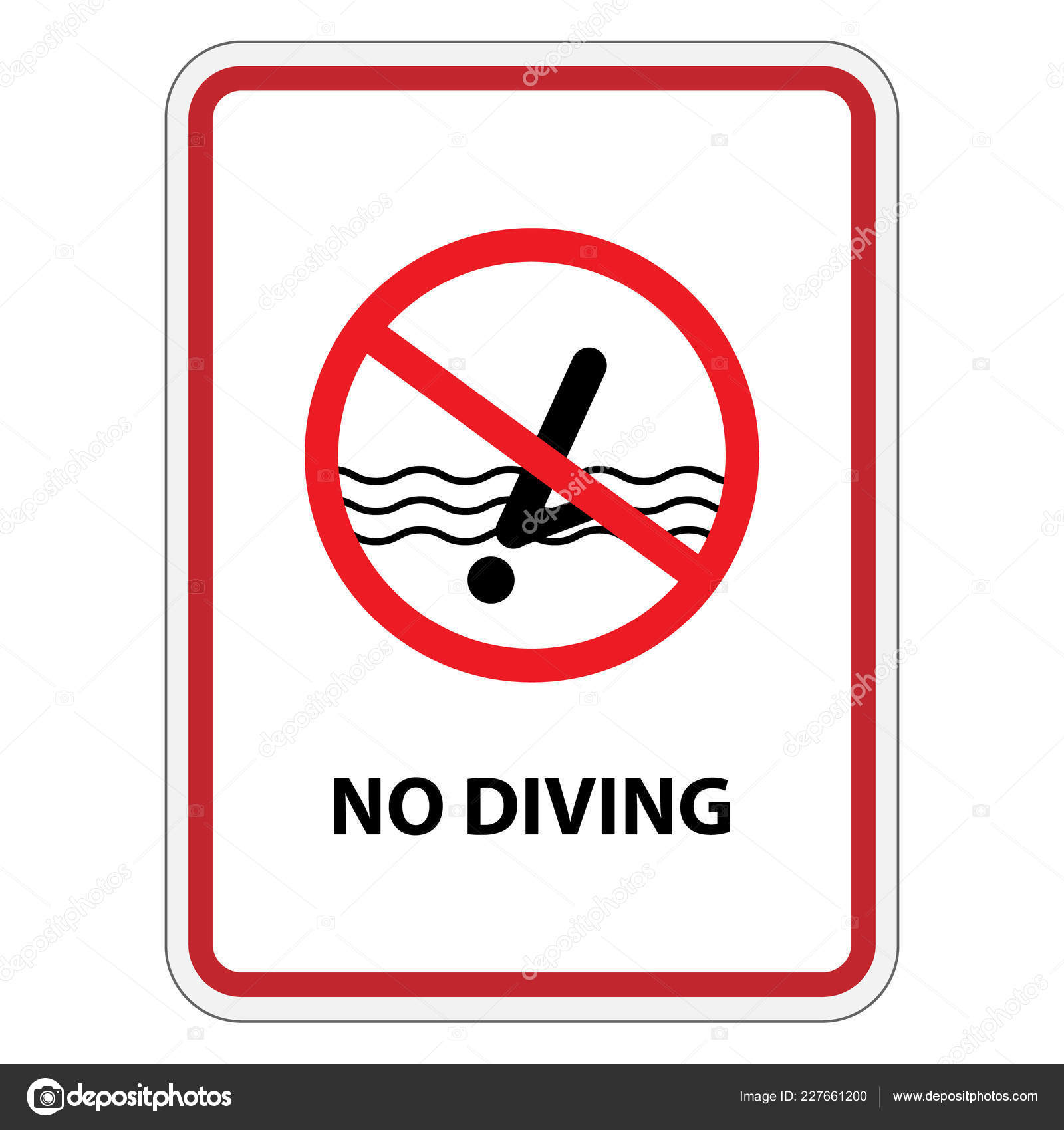 Diving Sign Vector Illustration Red Prohibition Sign Symbol ⬇ Vector ...