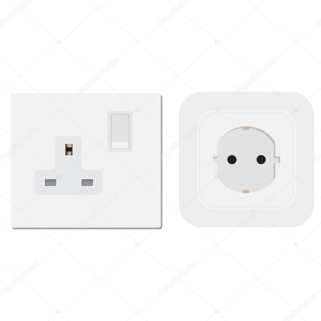Toma de corriente de toma de corriente para enchufes eléctricos y sistema de ilustración de ...