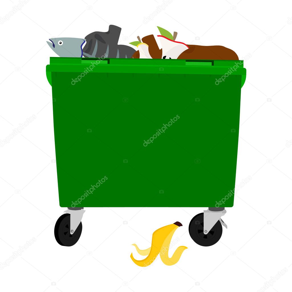 Ilustración vectorial: Recipientes de basura de plástico verde con ...