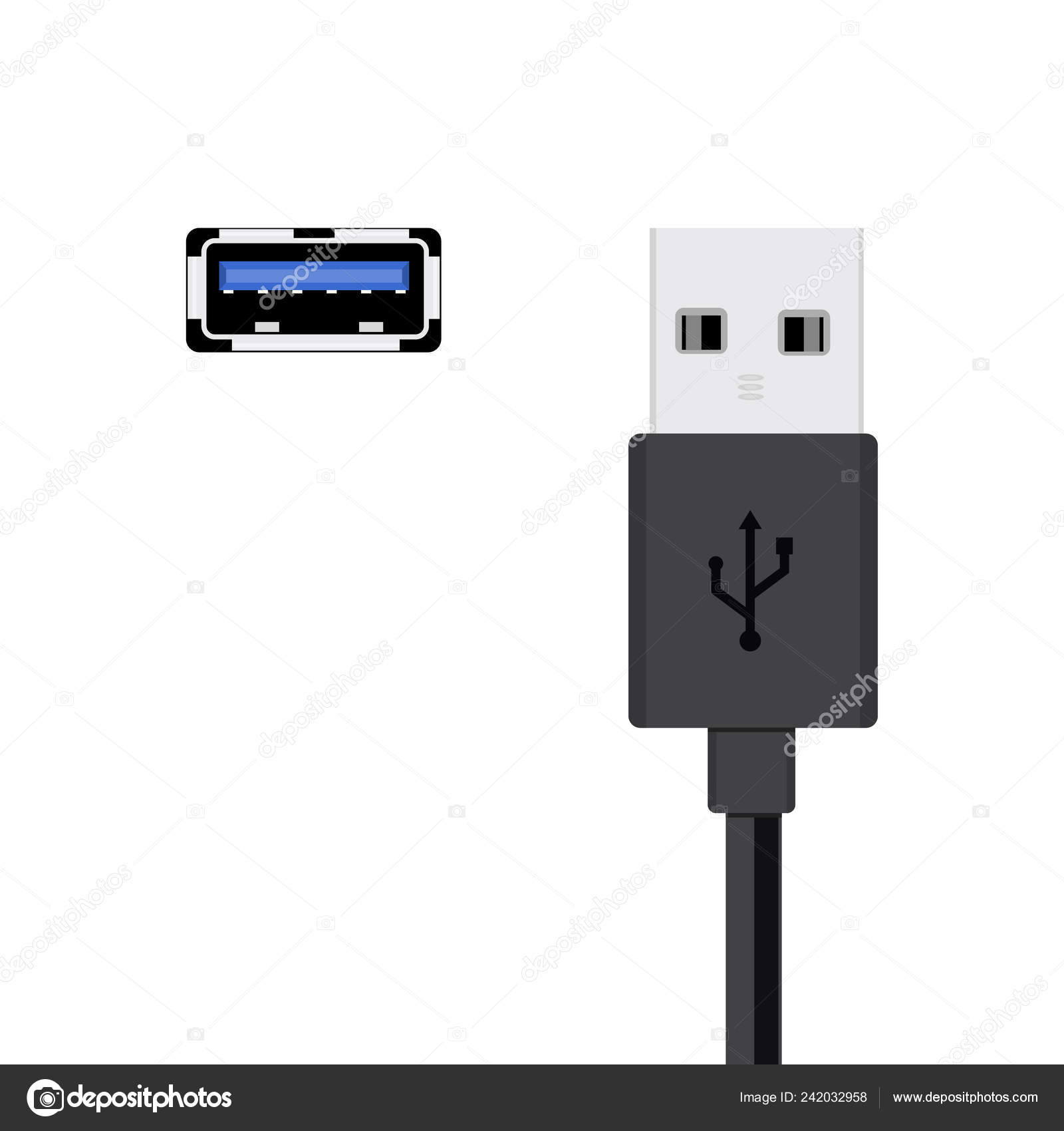 Realistic Usb Port Connector Isolated White Background Stock Vector ...