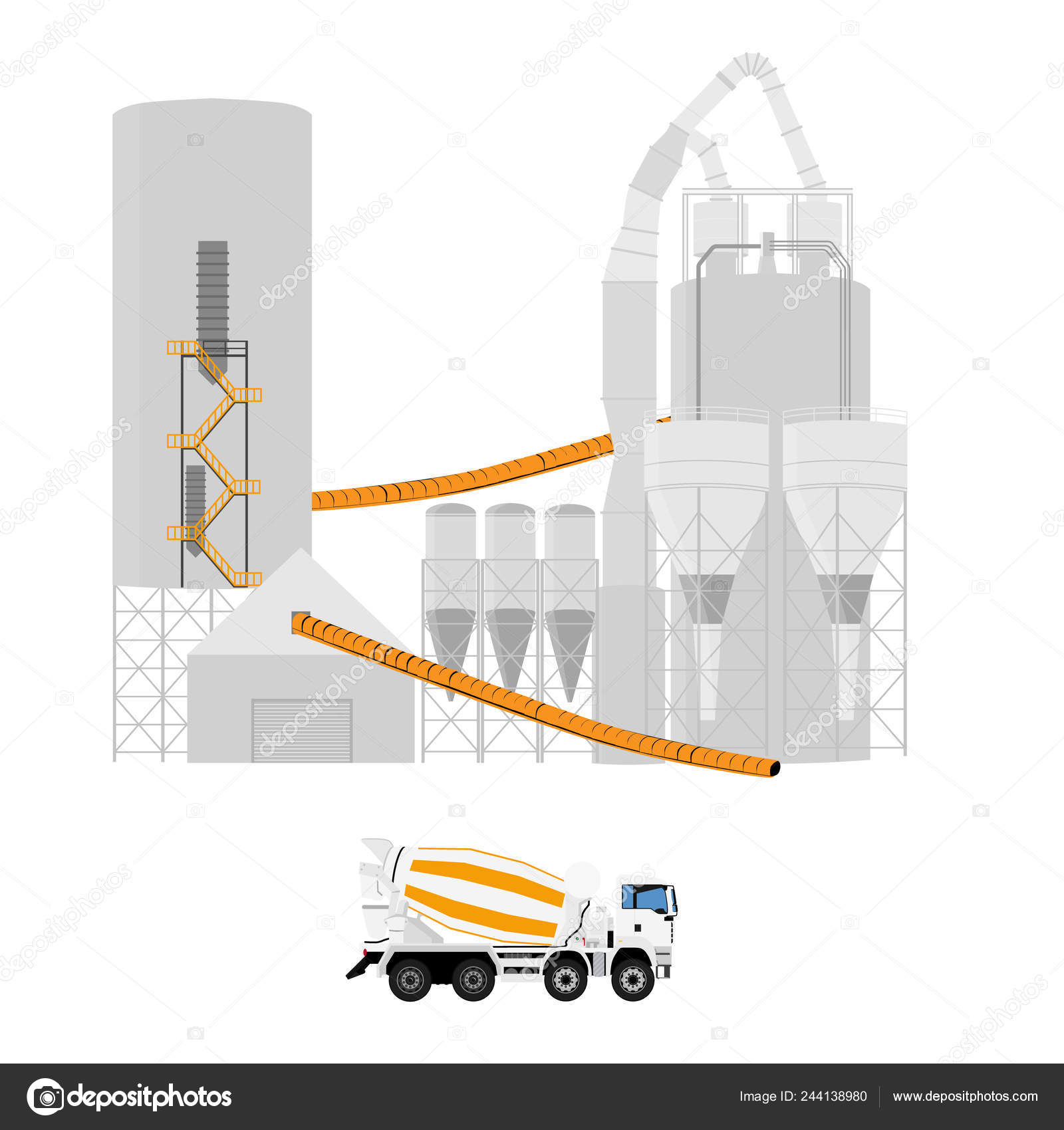 Raster Illustration Concrete Cement Truck Cement Mortar Concrete ...