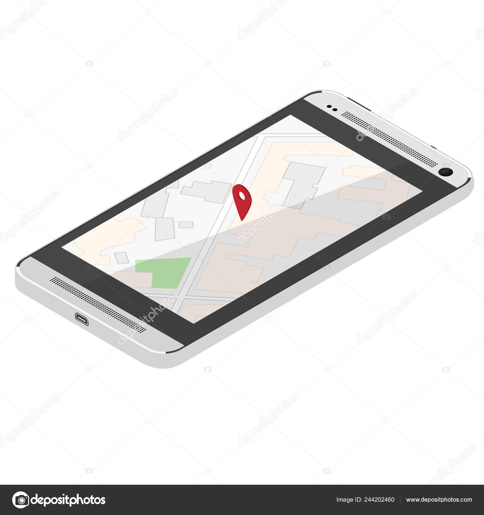 Navigation Map Map Phone Smartphone Isometric Raster Illustration ...