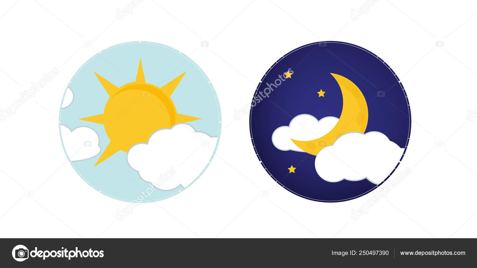 Concepto de día noche, sol y luna, icono de día noche Vector de stock ...