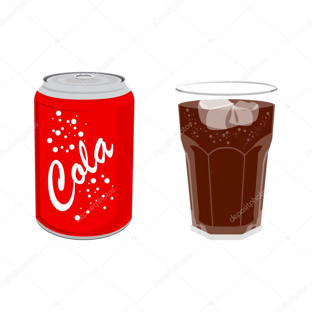 Refrescante refresco frío refrescos helados en lata y vidrio aislado ...