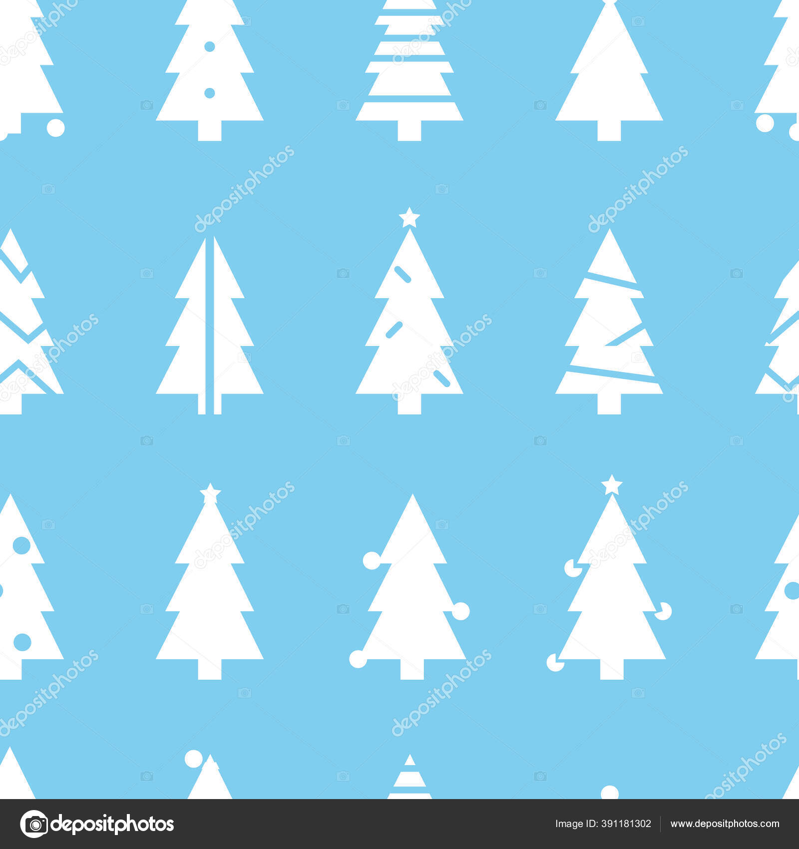 Simple Christmas Pattern White Christmas Trees Retro Textile Collection ...