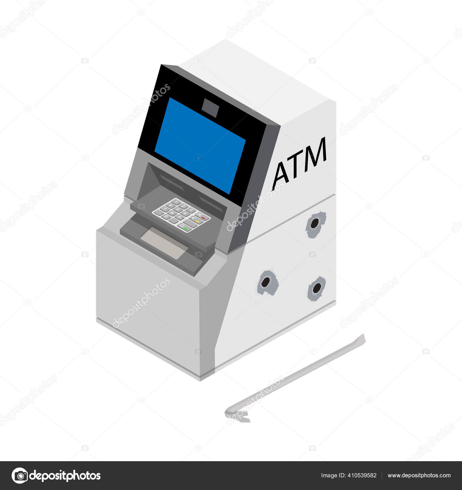 Theft Concept Thief Stealing Money Atm Crime Scene Damaged Atm — Stock ...