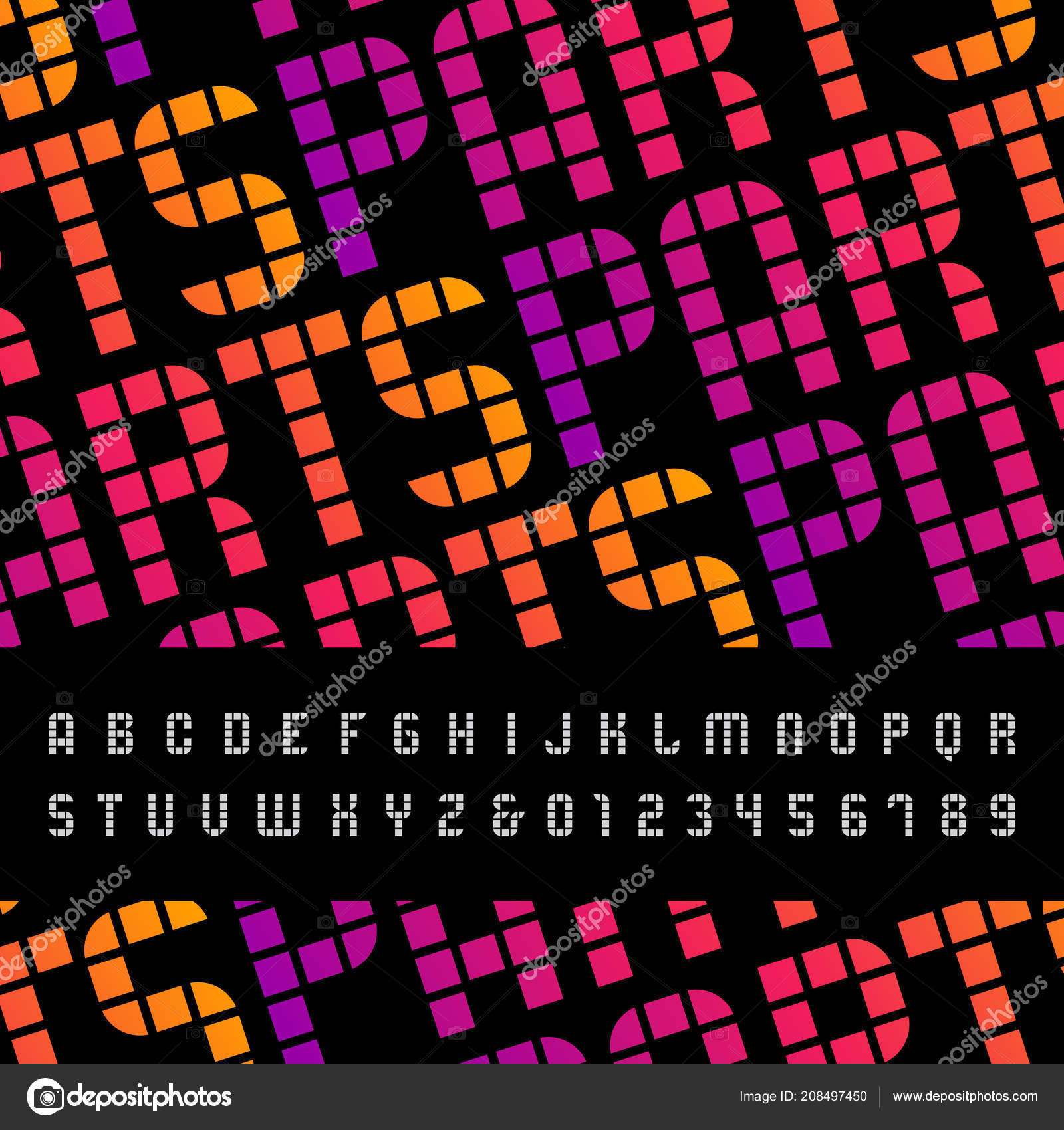 Mosaic Font Vector Alphabet Latin Letters Numbers Stock Vector Image By