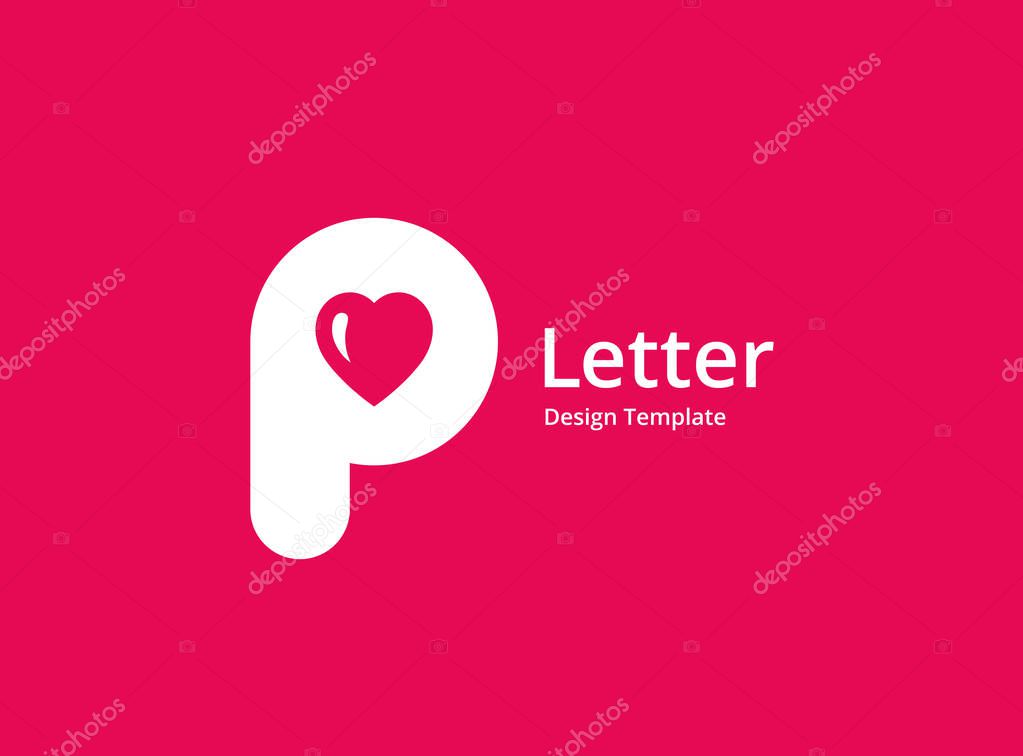 Letra P corazón icono icono de diseño de elementos de plantilla 2023