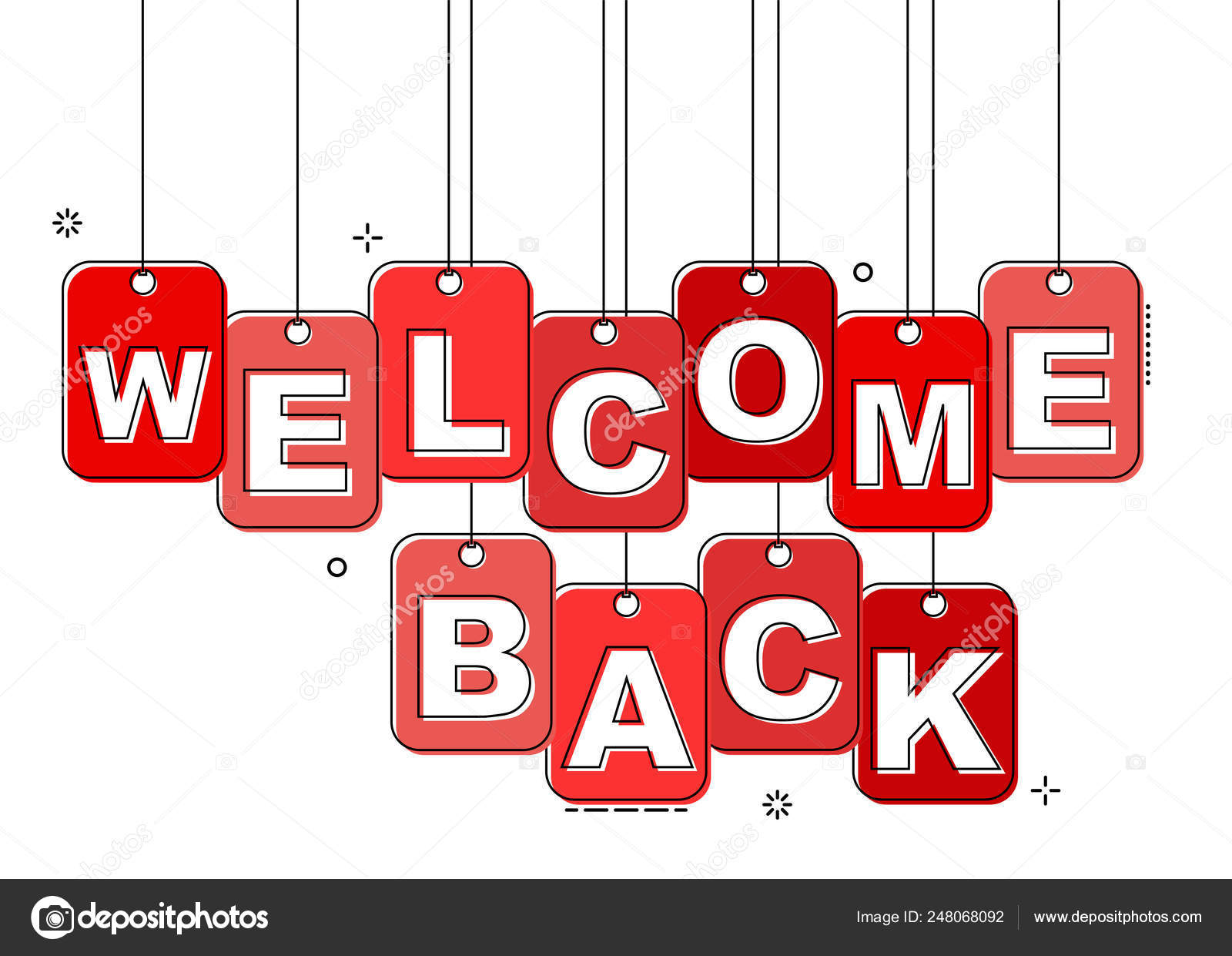 Red flat line tag welcome back Stock Vector Image by ©houbacze #248068092