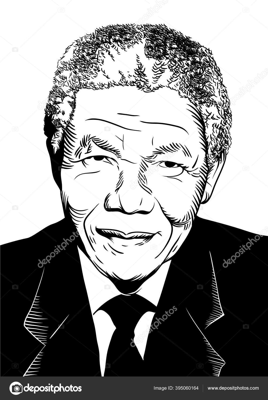 Vector Drawing Face Portrait Illustration International Nelson Mandela ...