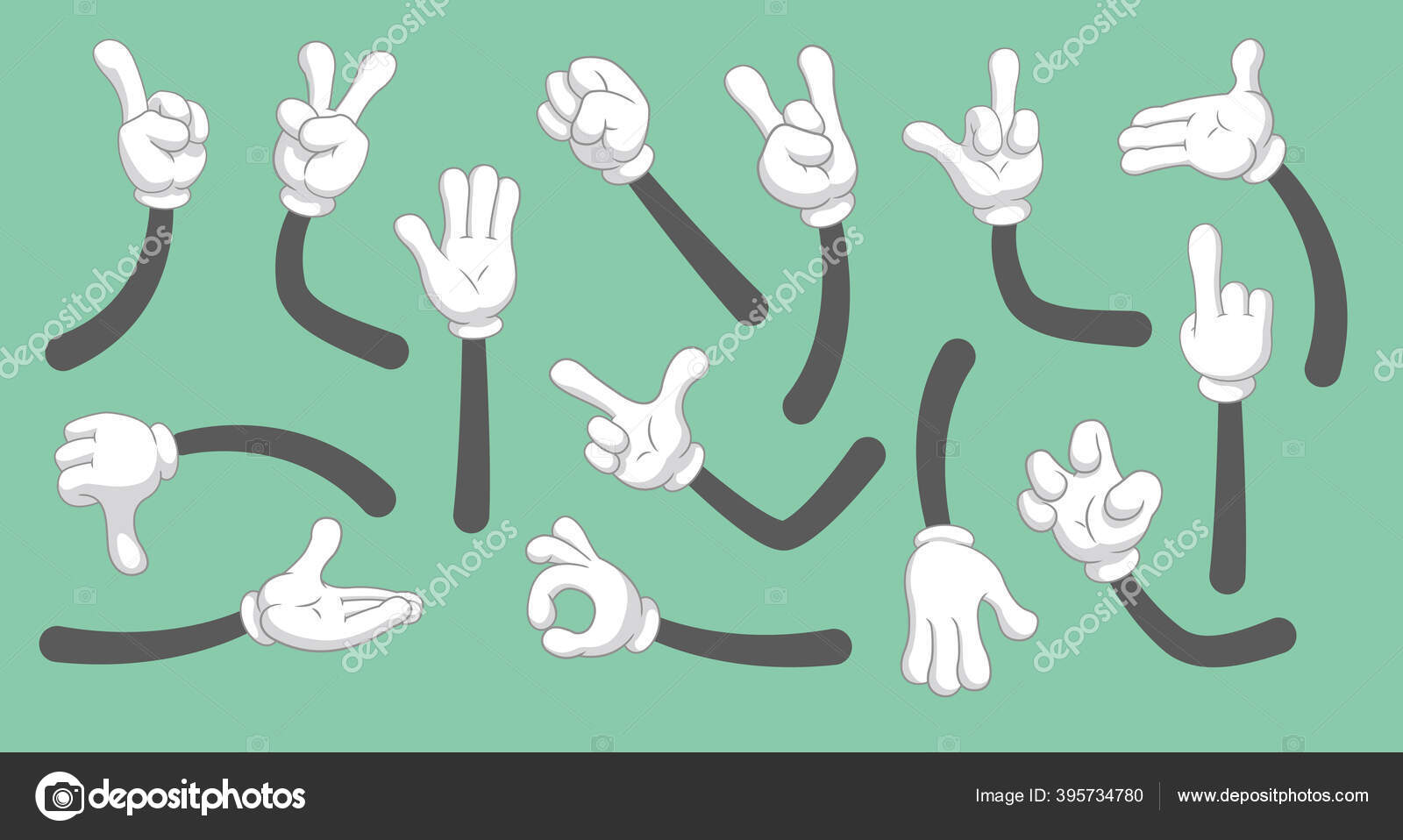 Cartoon Gloved แขนของเว กเตอร ในท าทางท างก กษณ การแยกเวกเตอร ออกมา