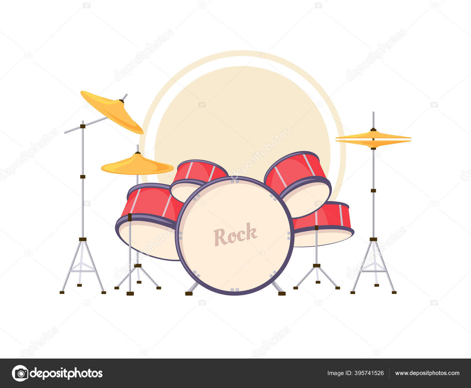 Cartoon Drums Vector Illustration Drum Kit Isolated White Background ...