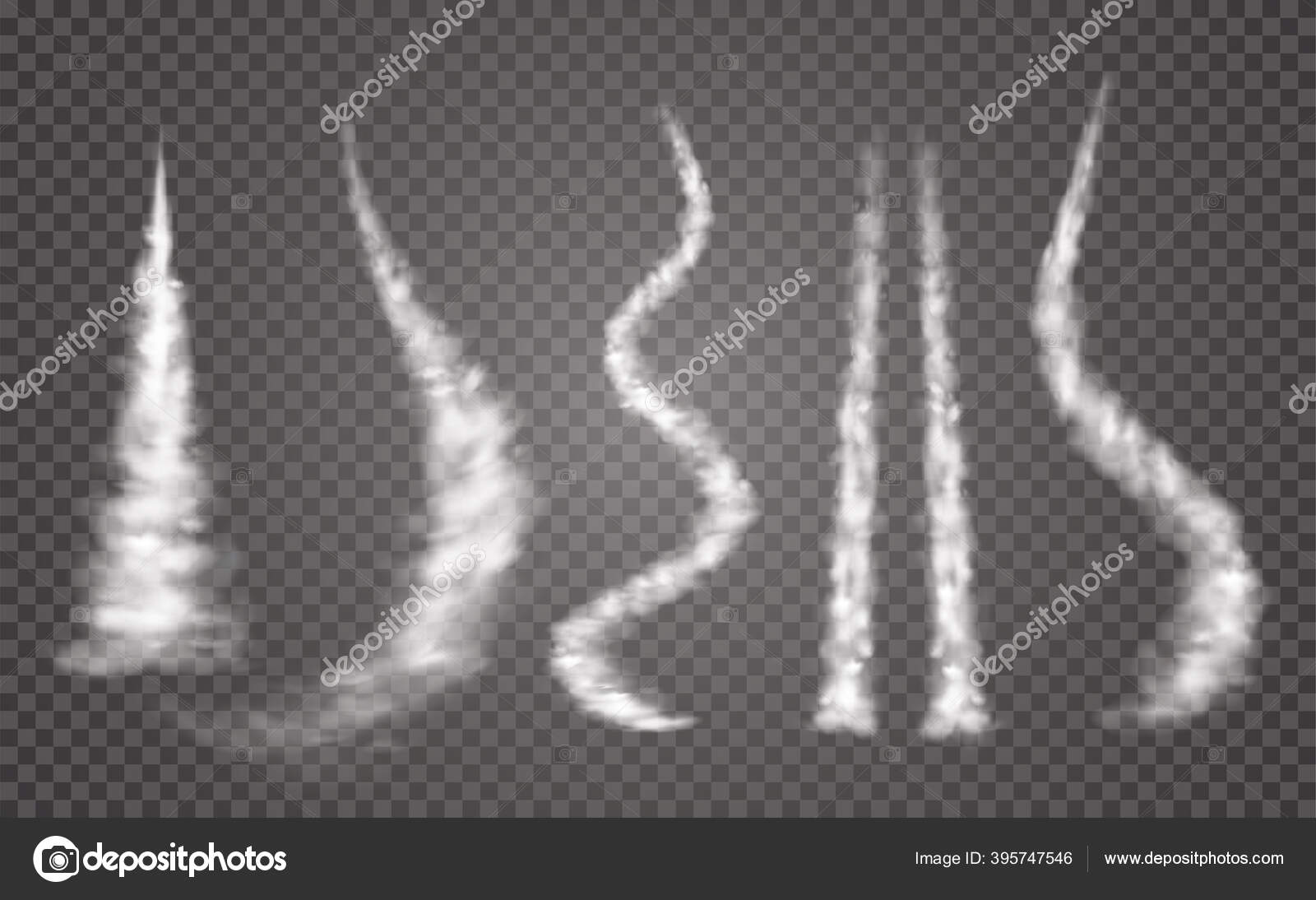 Airplane condensation trails. Plane smoke rocket stream effect airplane ...