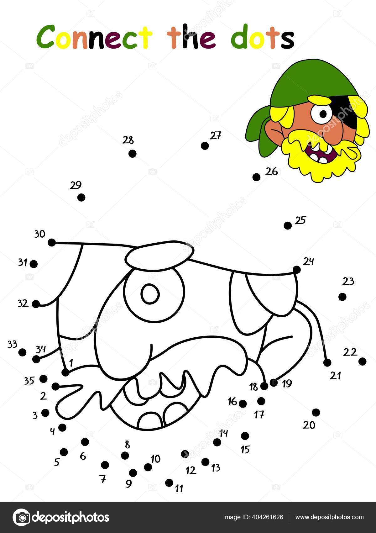 Funny Connect Dots Game Pirate Kids Visual Game Learn Numbers Stock ...