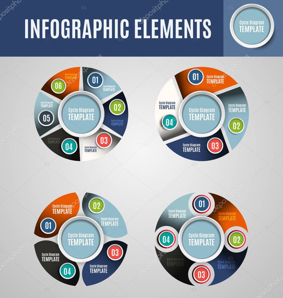 Conjunto de infografías de círculo vectorial. Plantilla para diagrama de ciclo, gráfico ...