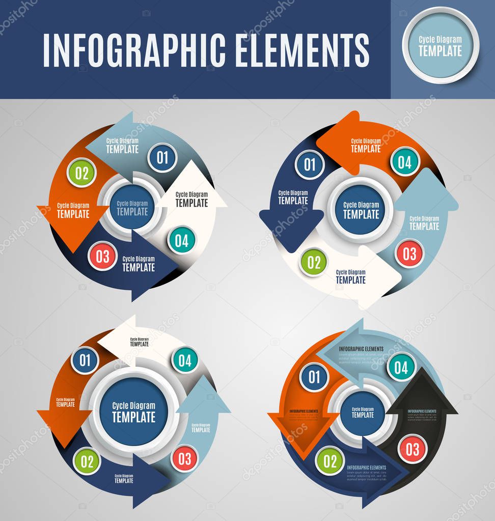 Conjunto de infografías de círculo vectorial. Plantilla para diagrama de ciclo, gráfico ...