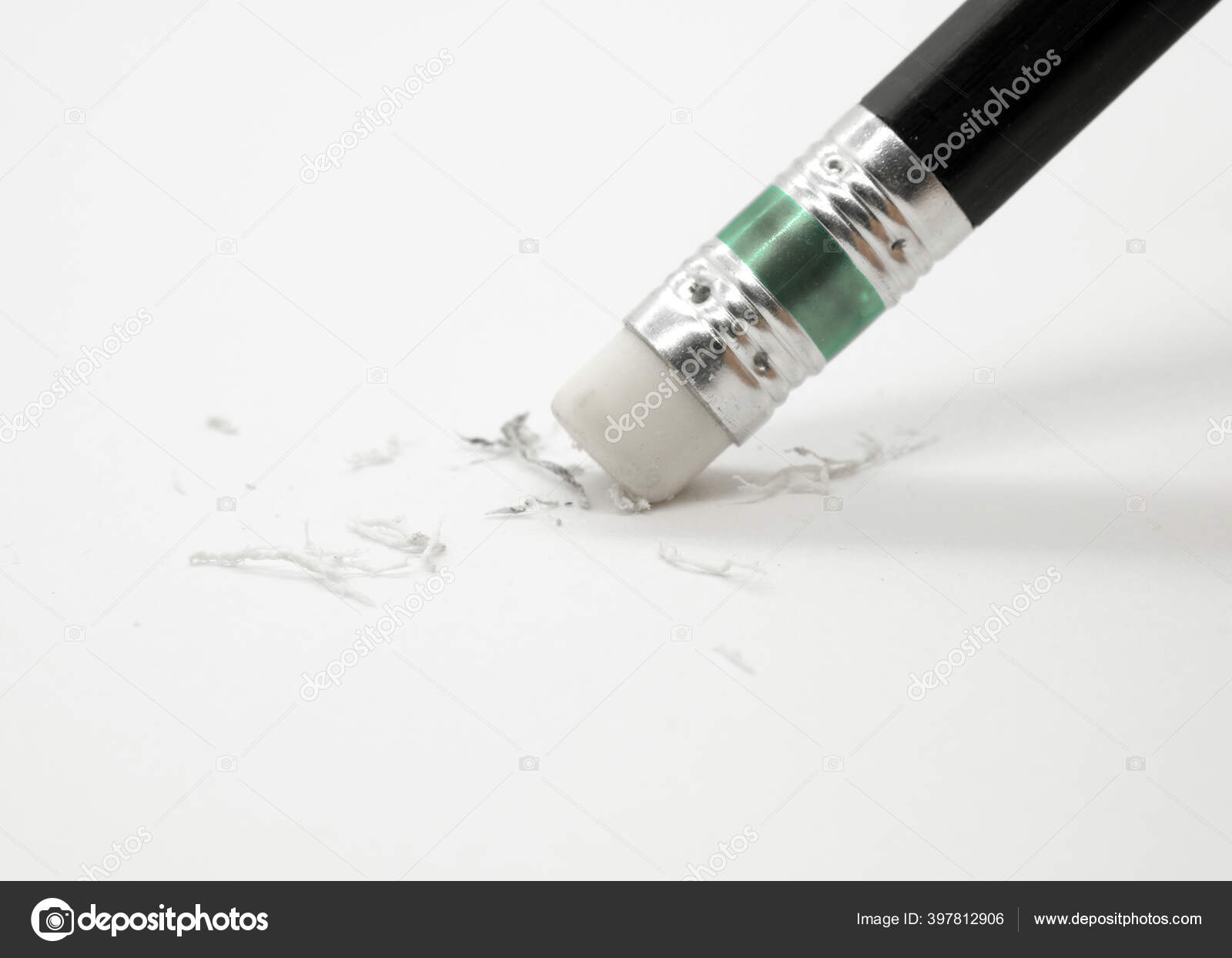 Eraser Removing Written Mistake Piece Paper — Stock Photo ...