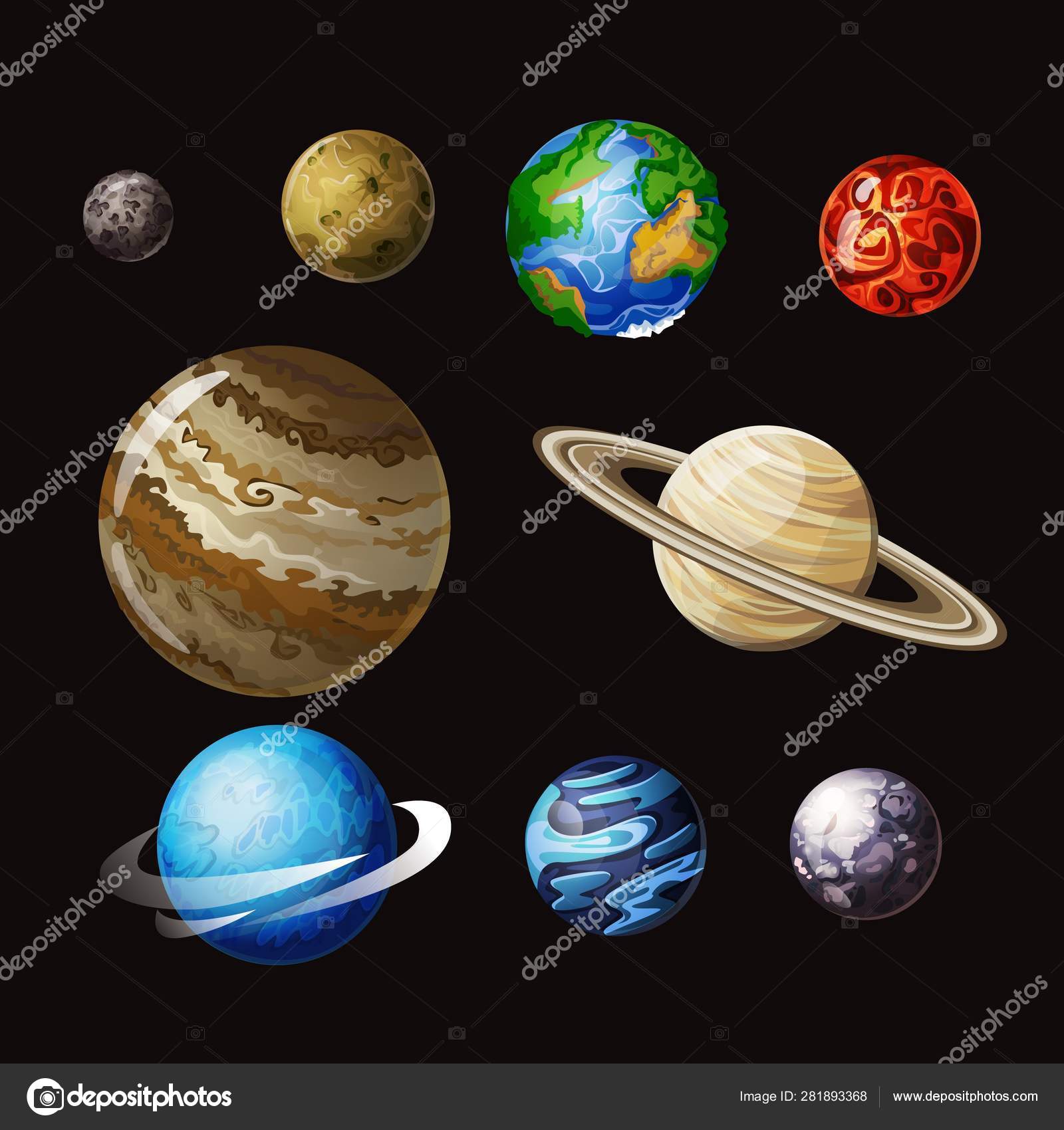 Solar system cartoon vector set Stock Vector by ©klyaksun 281893368