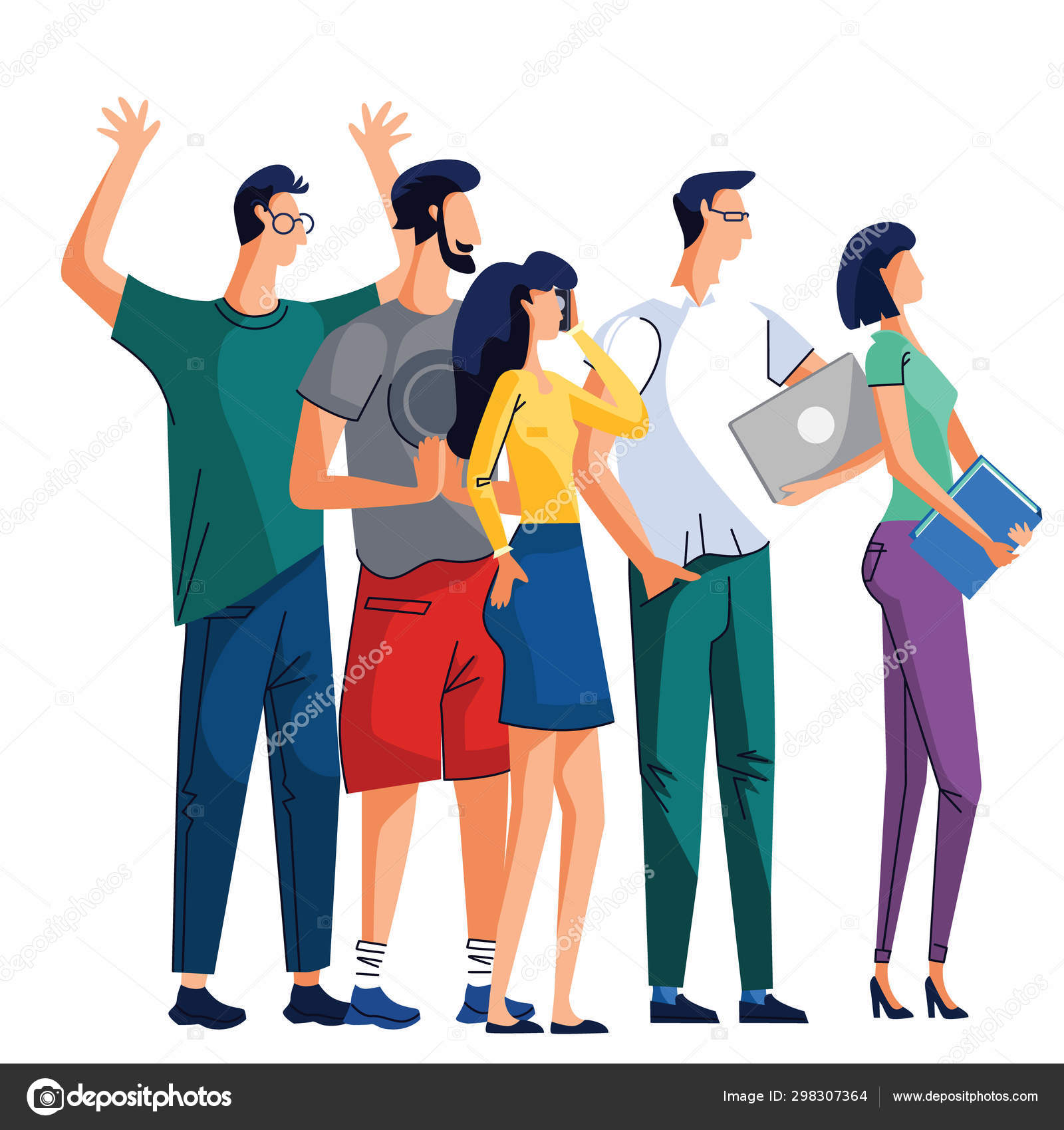 Rejoicing office workers are standing together Stock Vector Image by ...