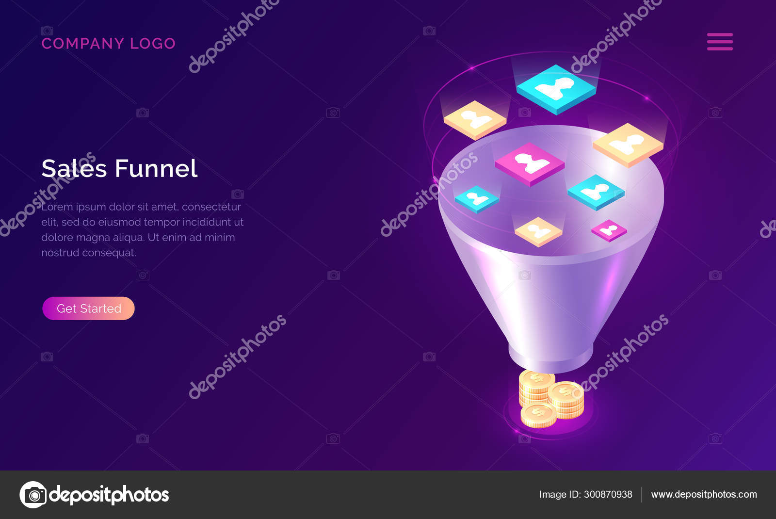 Sales funnel, isometric concept illustration Stock Vector Image by ...