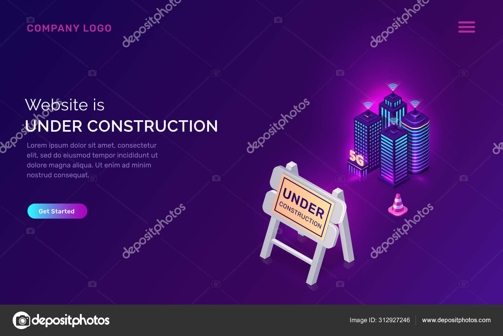 Website under construction, maintenance work error Stock Vector by ...