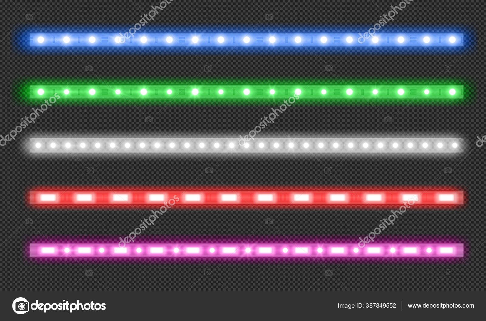 Vector set of led strips with neon glow effect Stock Vector Image by ...