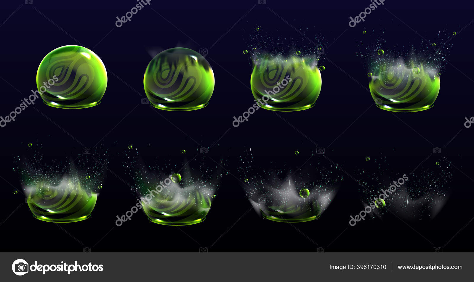 Broken bubble shields explosion animation stages Stock Vector by ...