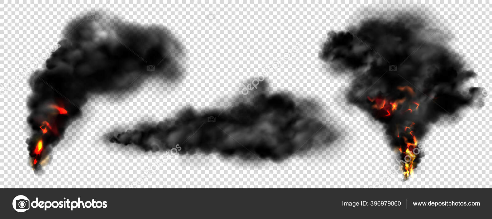 Vector realistic fire with clouds of black smoke Stock Vector Image by ...