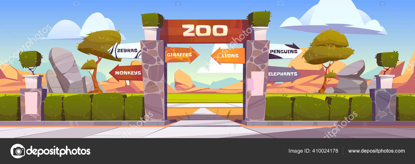 Zoo gates with pointers to wild animals cages Stock Vector by ©klyaksun ...